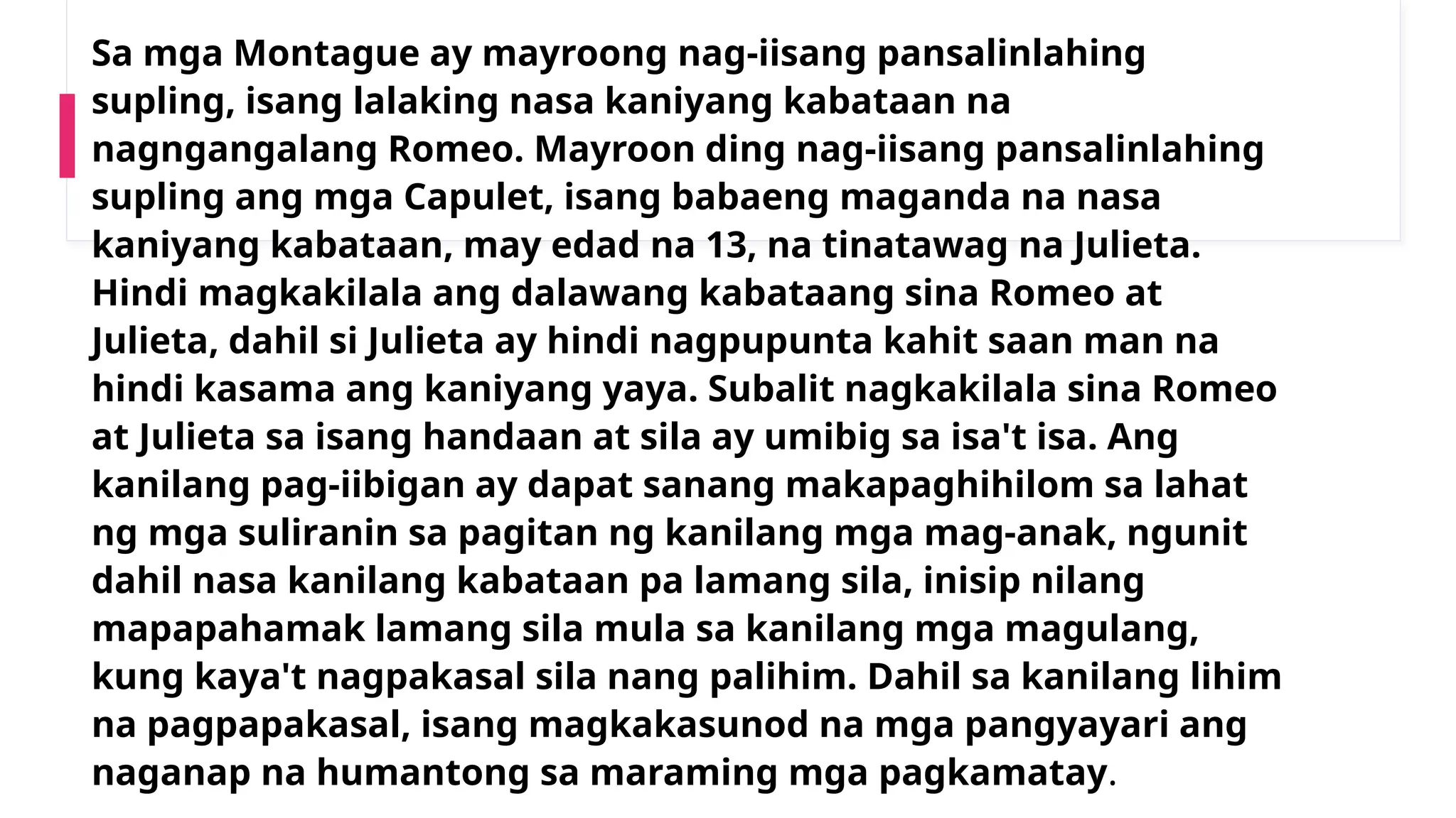 FILIPINO Group romeo at juliet story presentation | PPTX
