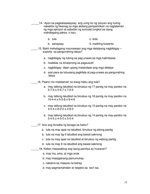 K to 12 - Filipino Learners Module