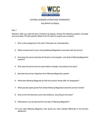 FILIPINO LEGENDS LITERATURE WORKSHEET.docx