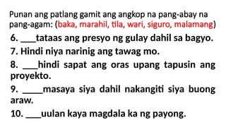 FILIPINO Pagsasanay DEC 1-2.pptxNNKNKNKJ | PPTX