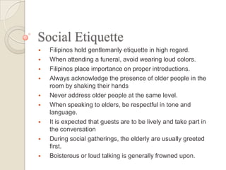 Filipino proper manners and etiquette | PPTX