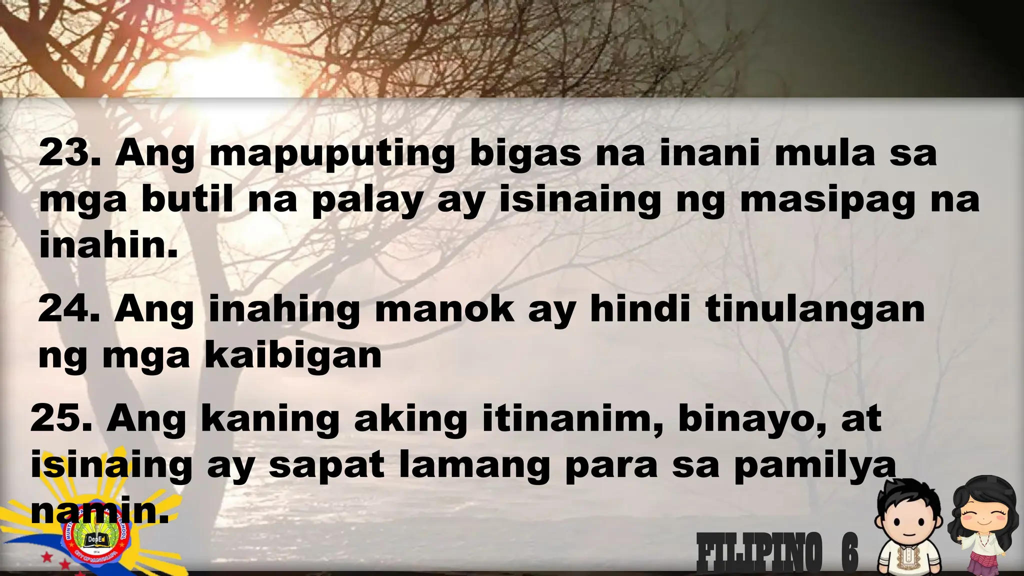 FILIPINO 6 Pagsasanay tungkol sa Iba't-Ibang Uri ng Pangungusap | PPTX