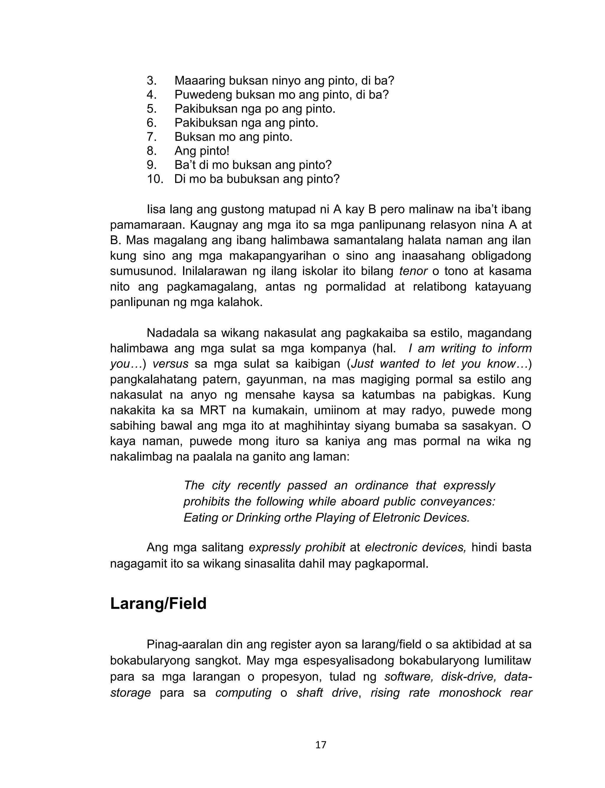 Filipino sa Piling Larang Tech-Voc (Kagamitan ng Mag-aaral) | PDF