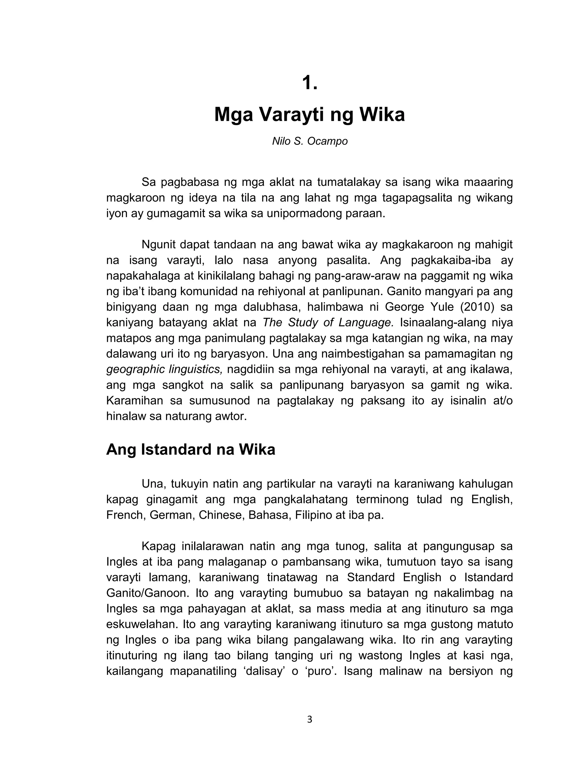 Filipino sa Piling Larang Tech-Voc (Kagamitan ng Mag-aaral) | PDF