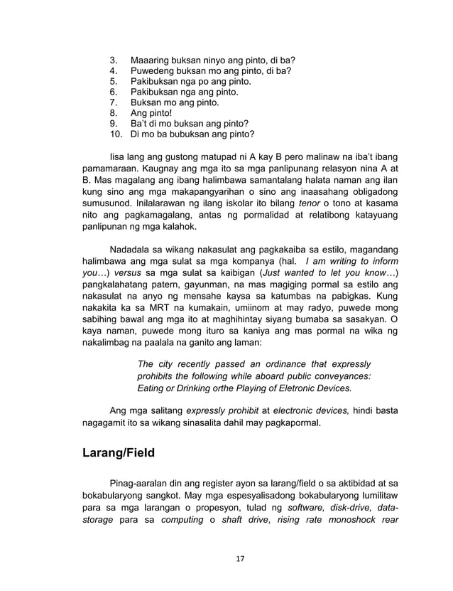 Filipino sa Piling Larang Tech-Voc (Kagamitan ng Mag-aaral) | PDF