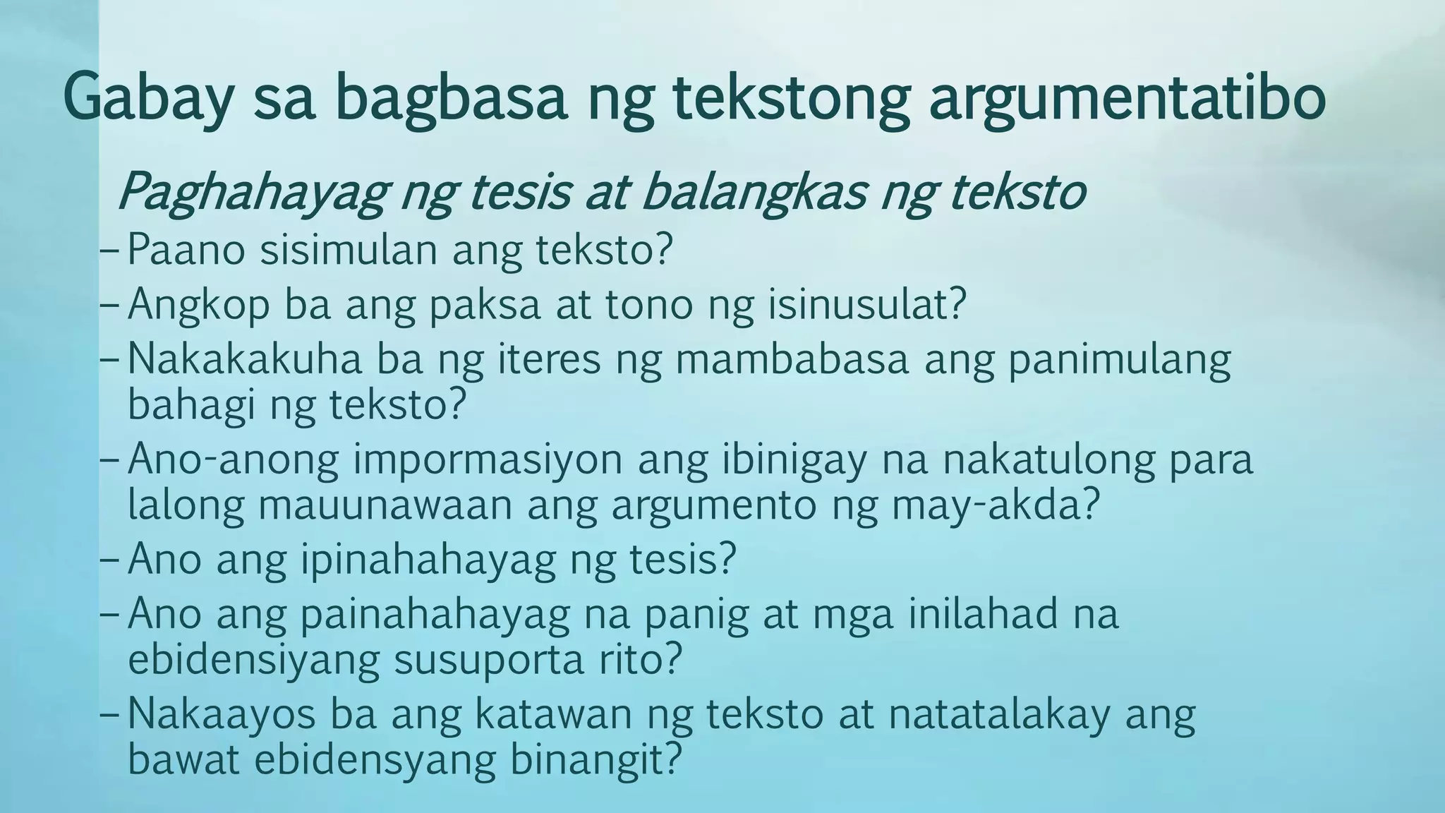 Tekstong Argumentatibo | PPTX