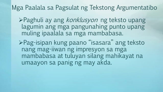 Tekstong Argumentatibo | PPTX