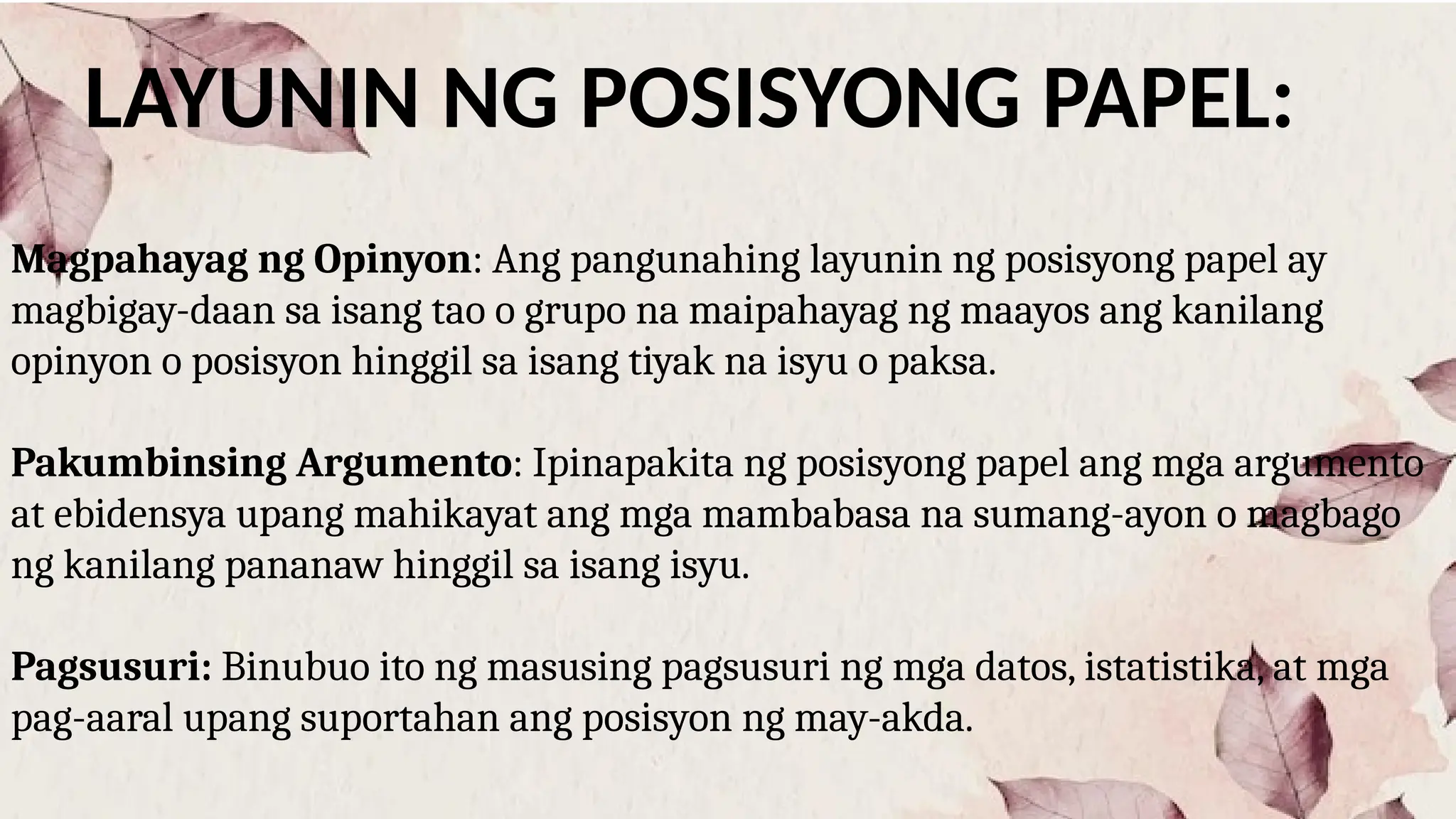 Filipino reporting 11- HUMSS.Posisyong Papel | PPTX