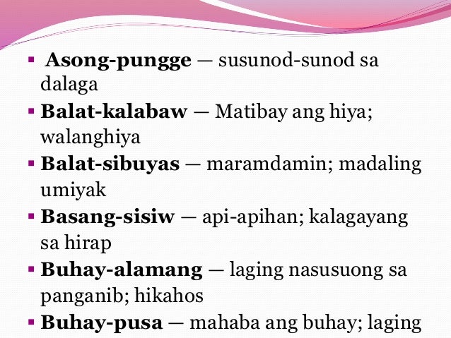 Filipino retorika, tayutay at idyoma