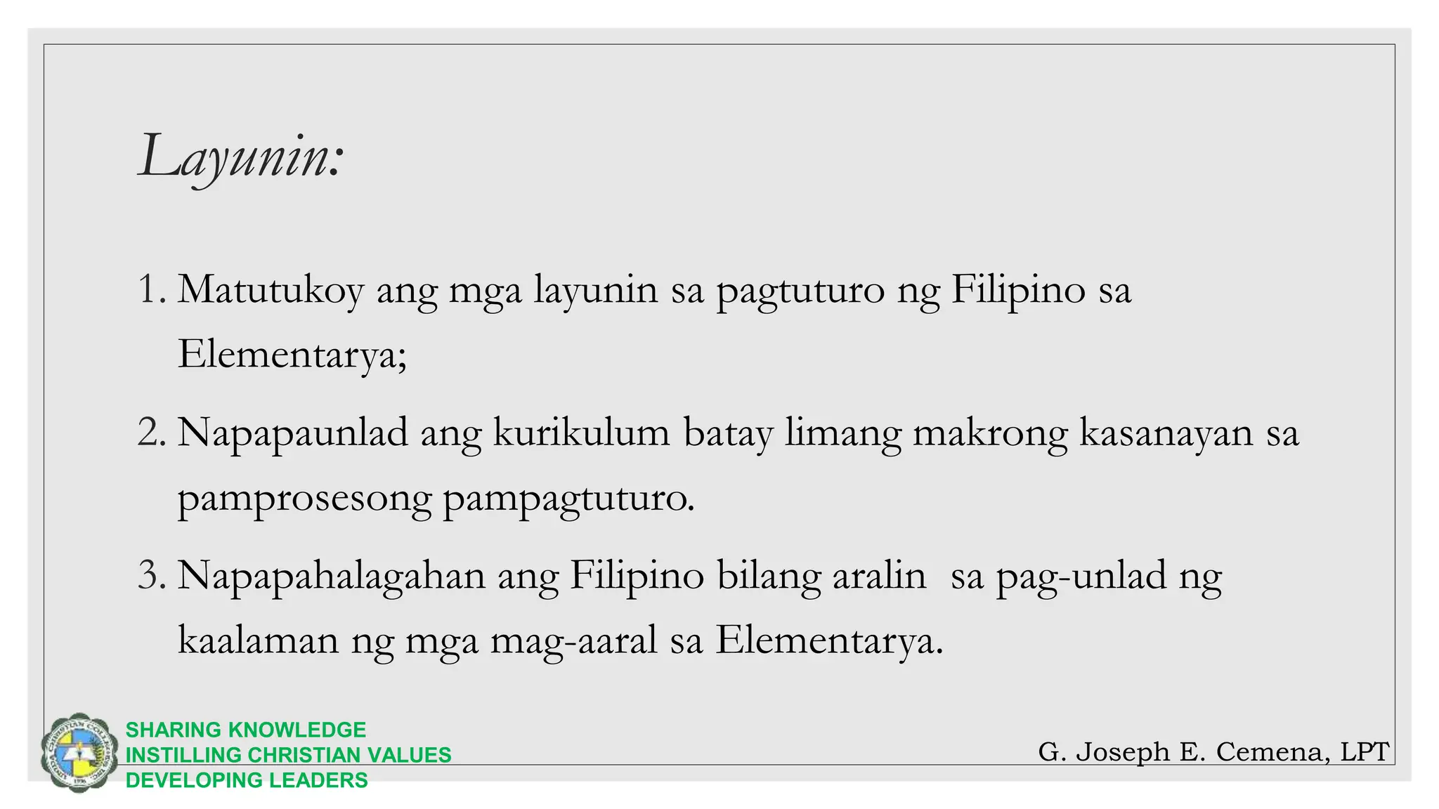 Filipino sa Kurikulum ng Elementarya.pptx