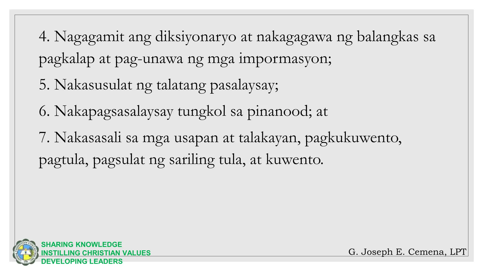 Filipino sa Kurikulum ng Elementarya.pptx