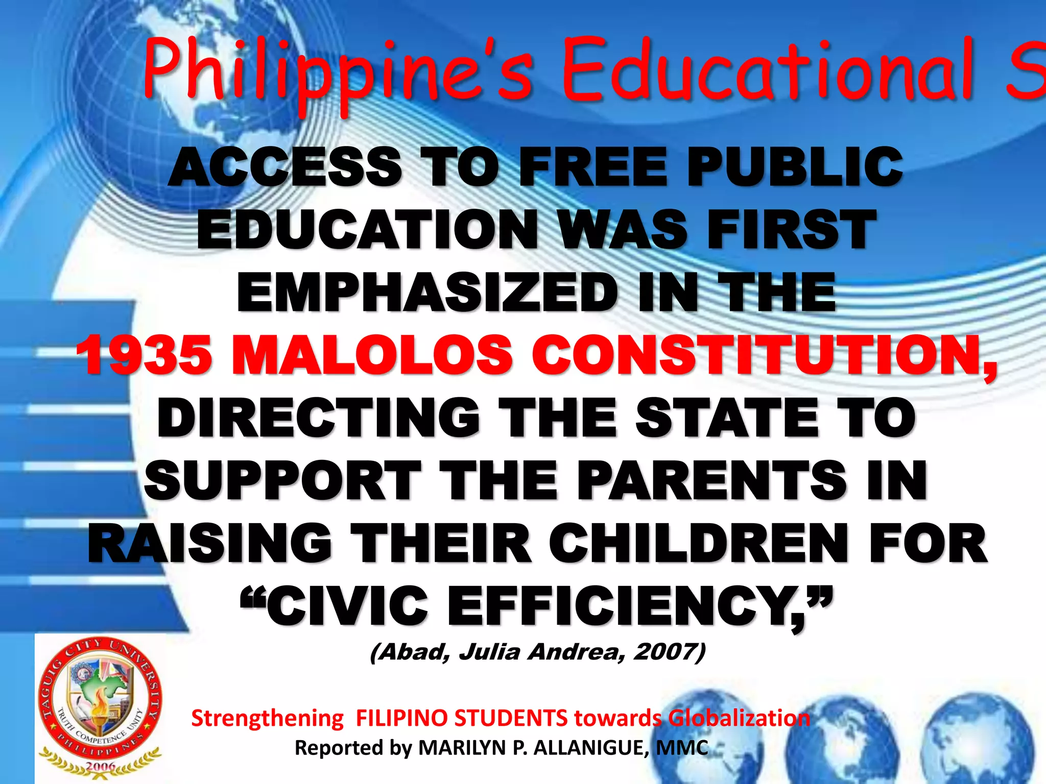 Strengthening Filipino Students Towards Globalization | PPTX