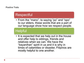 Filipino traits and characteristics | PPTX