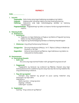 Filipino v 4th grading | DOCX