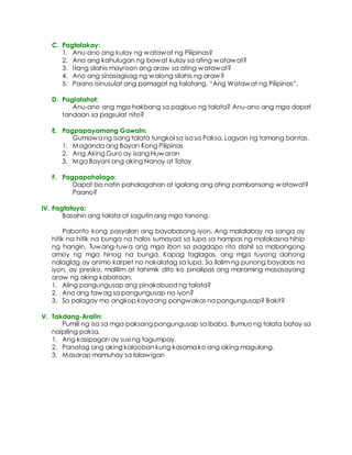 Filipino v 4th grading | DOCX