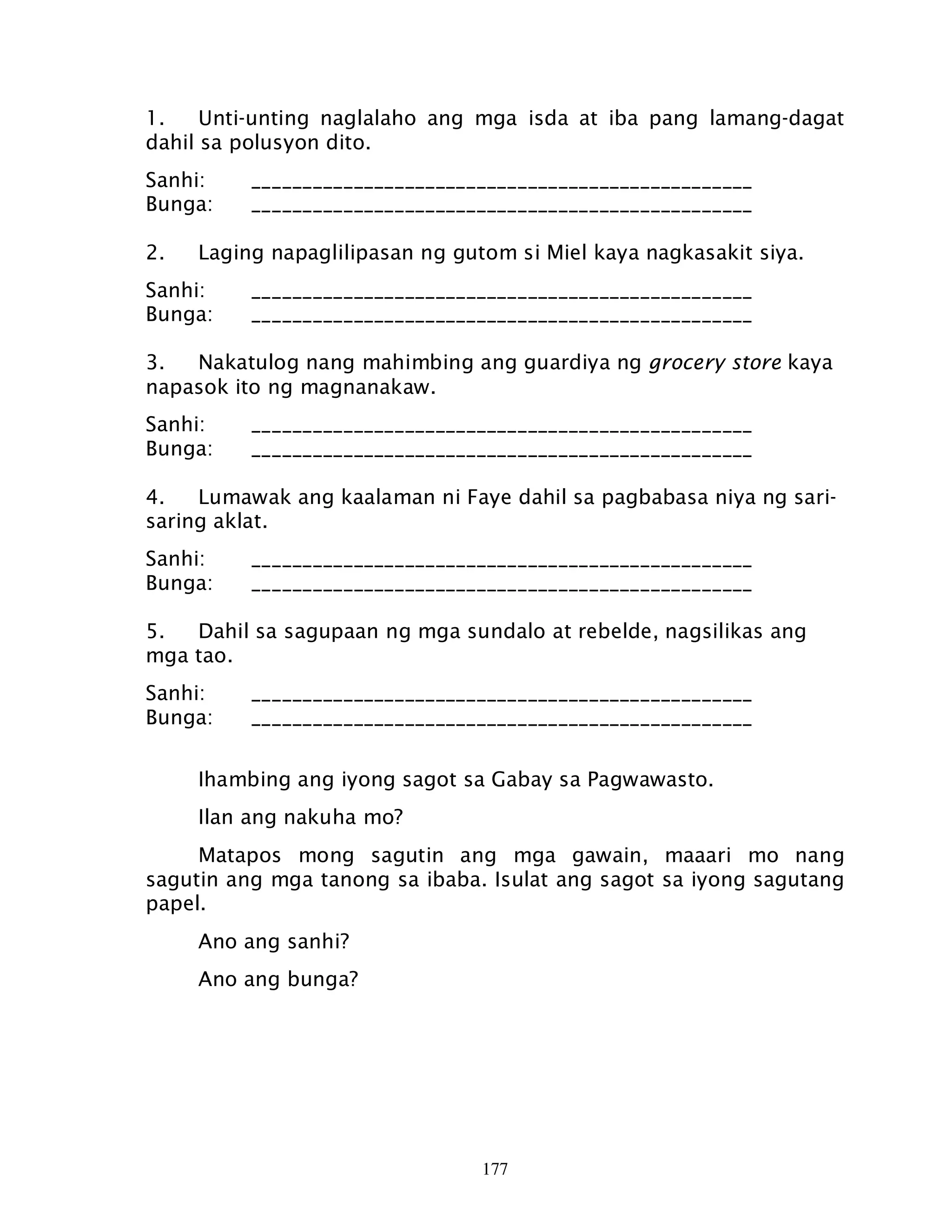 Filipno 6 dlp 16 pagbibigay ng sanhi at bunga | PDF