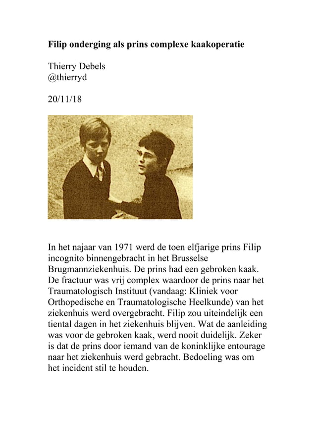 Filip onderging als prins complexe kaakoperatie | DOC