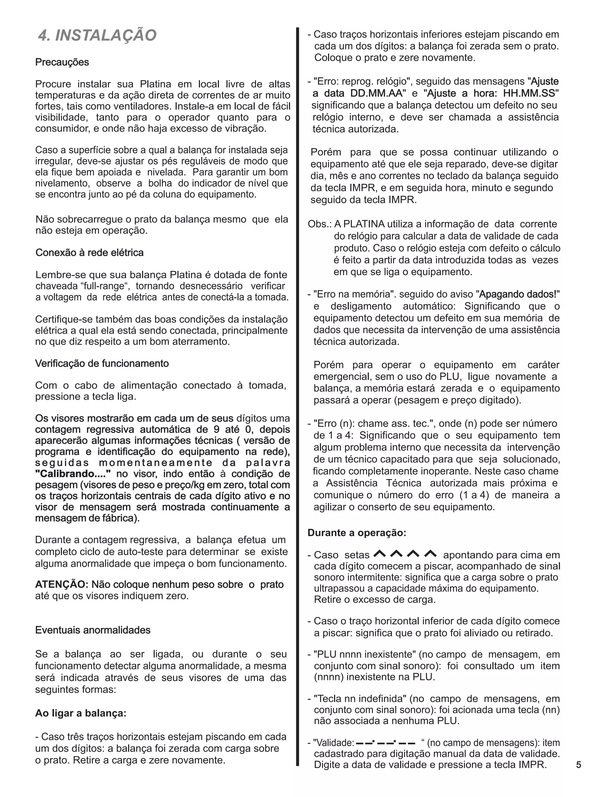 Filizola manual do usuário balança com impressor platina custom | PDF