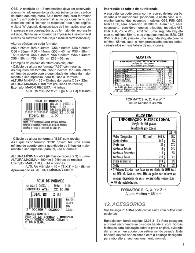 Filizola manual do usuário balança com impressor platina custom | PDF