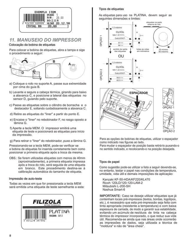 Filizola manual do usuário balança com impressor platina custom | PDF