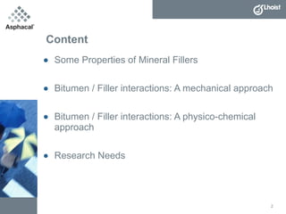 Bitumen / Filler Interactions | PPT | Chemistry | Science