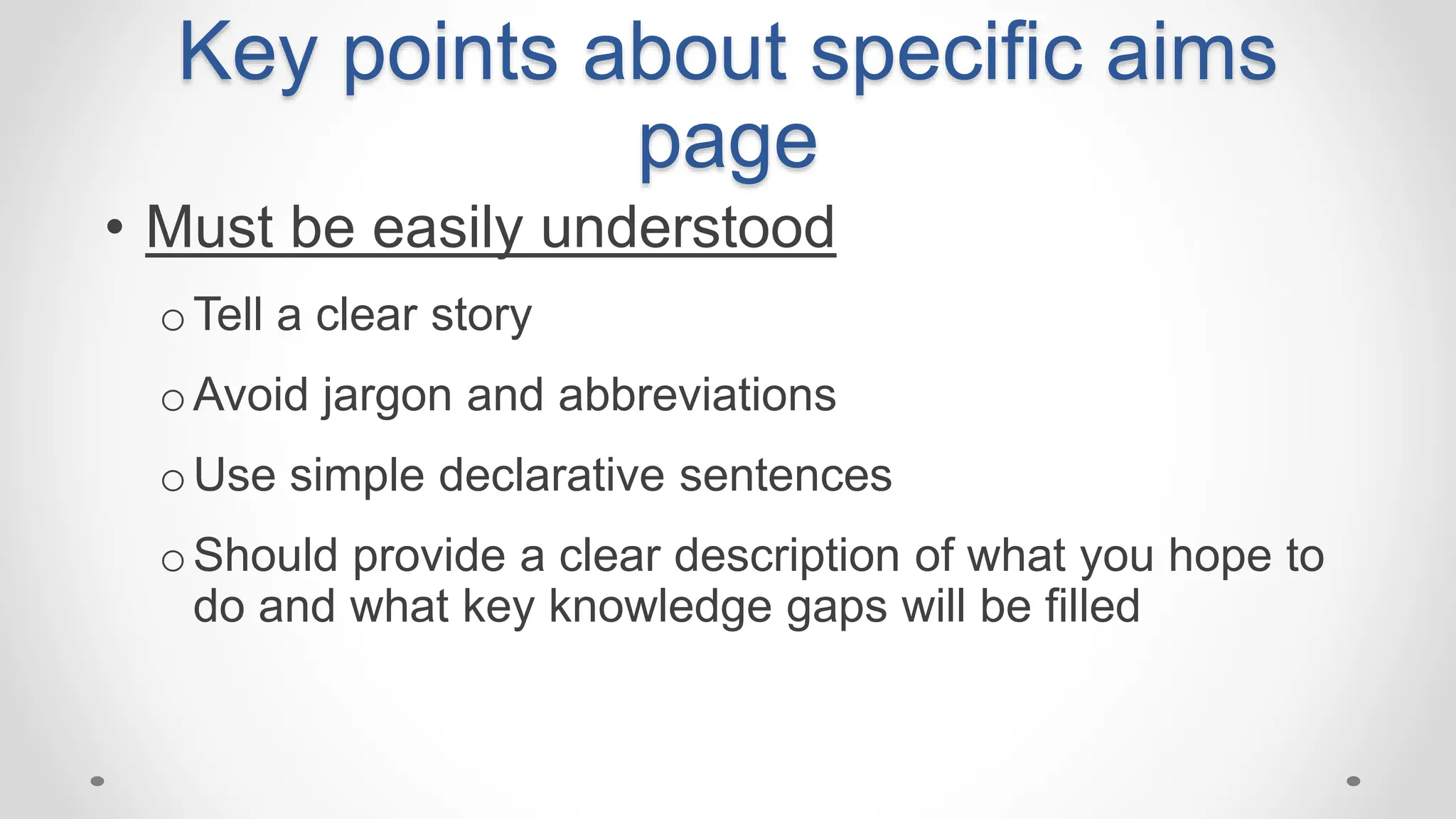 How to Write the “Specific Aims” Section of a Grant Application (Basic ...