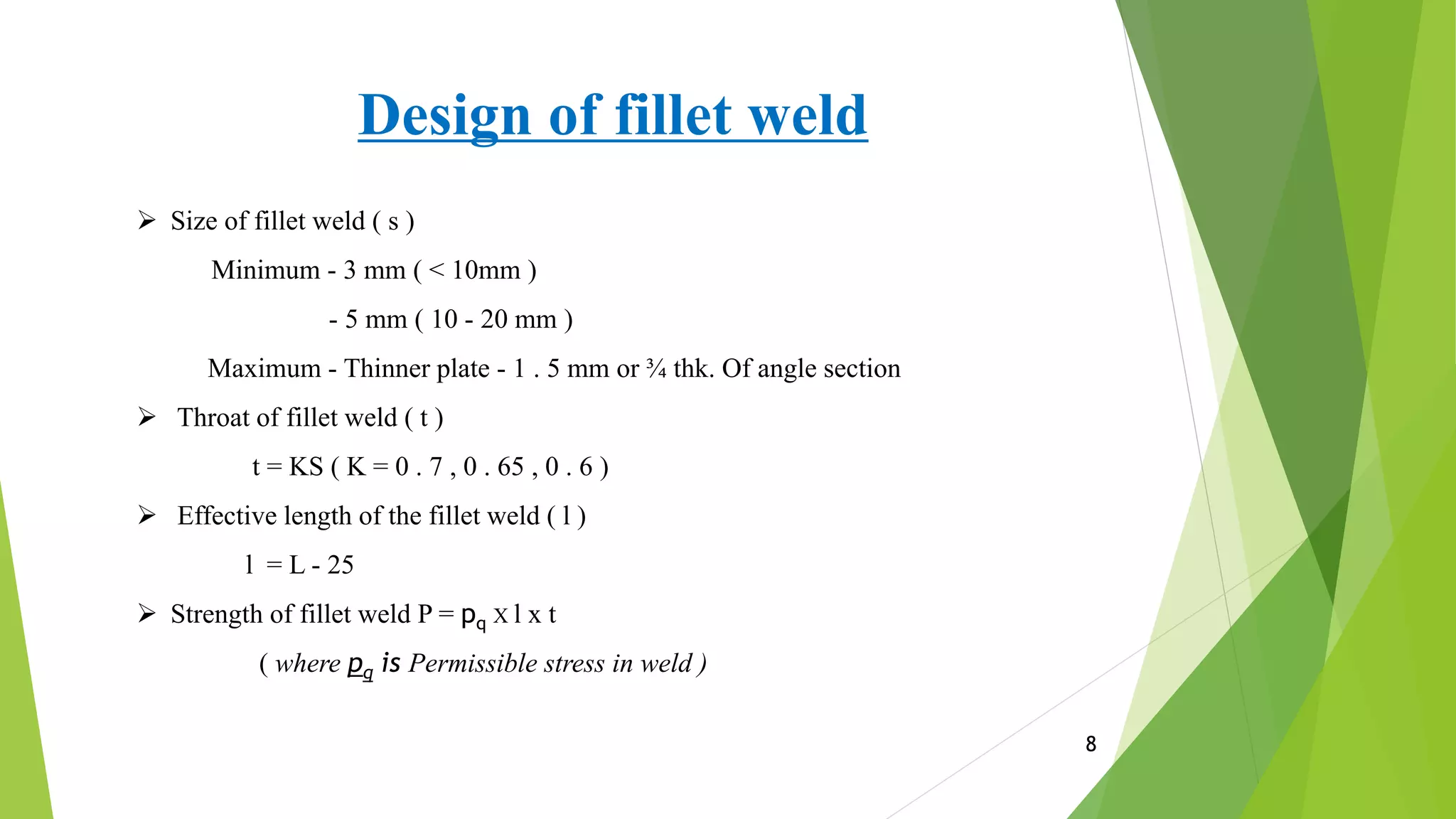 Simple welded connection using Fillet weld | PPTX