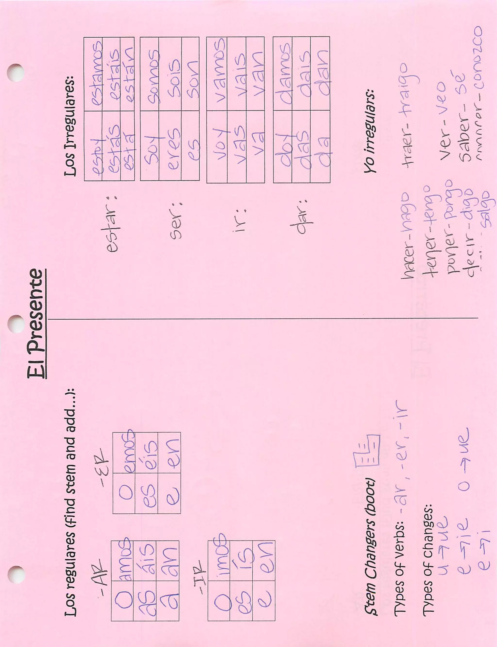 Fill in chart present preterite right side up | PDF
