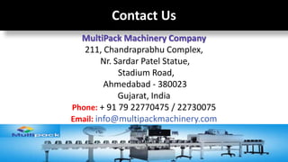 Filling and secondary packaging machineries from multi pack machinery ...