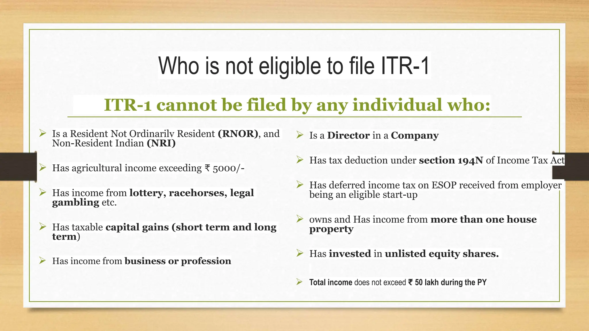 Understanding about ITR-1 and Documentation | PPT