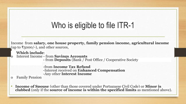 Understanding about ITR-1 and Documentation | PPT