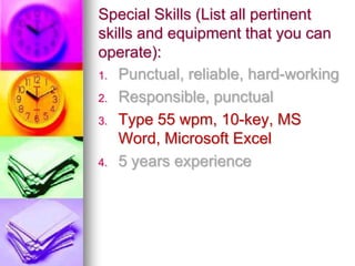 Filling out a job application | PDF