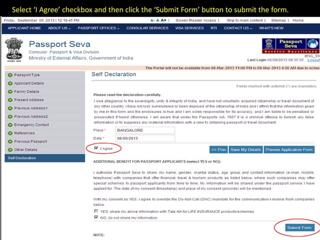 Filling Passport Application Form Online Ppt