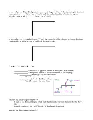 Fill In Notes Probability.Mendel.Genetics | DOC