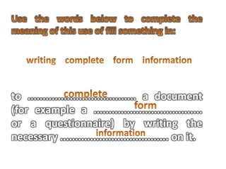 Phrasal Verb - Fill something in | PPT