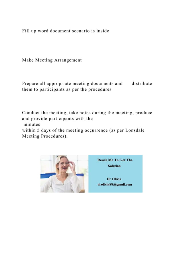 Fill up word document scenario is insideMake Meeting Arran | PDF