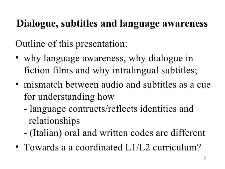 Film Dialogue Subtitles And Language Awareness