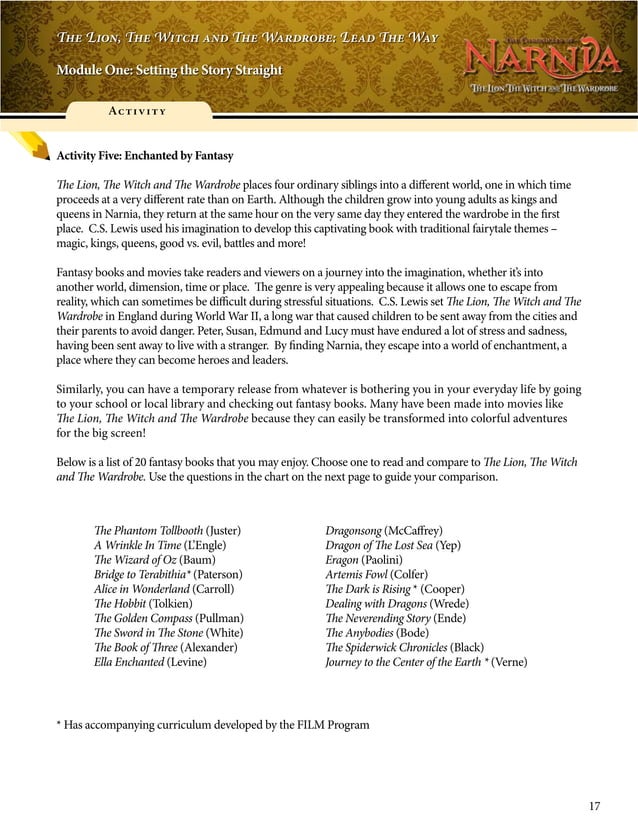 narnia-the-lion-the-witch-and-the-wardrobe | PDF | Fantasy | Genres