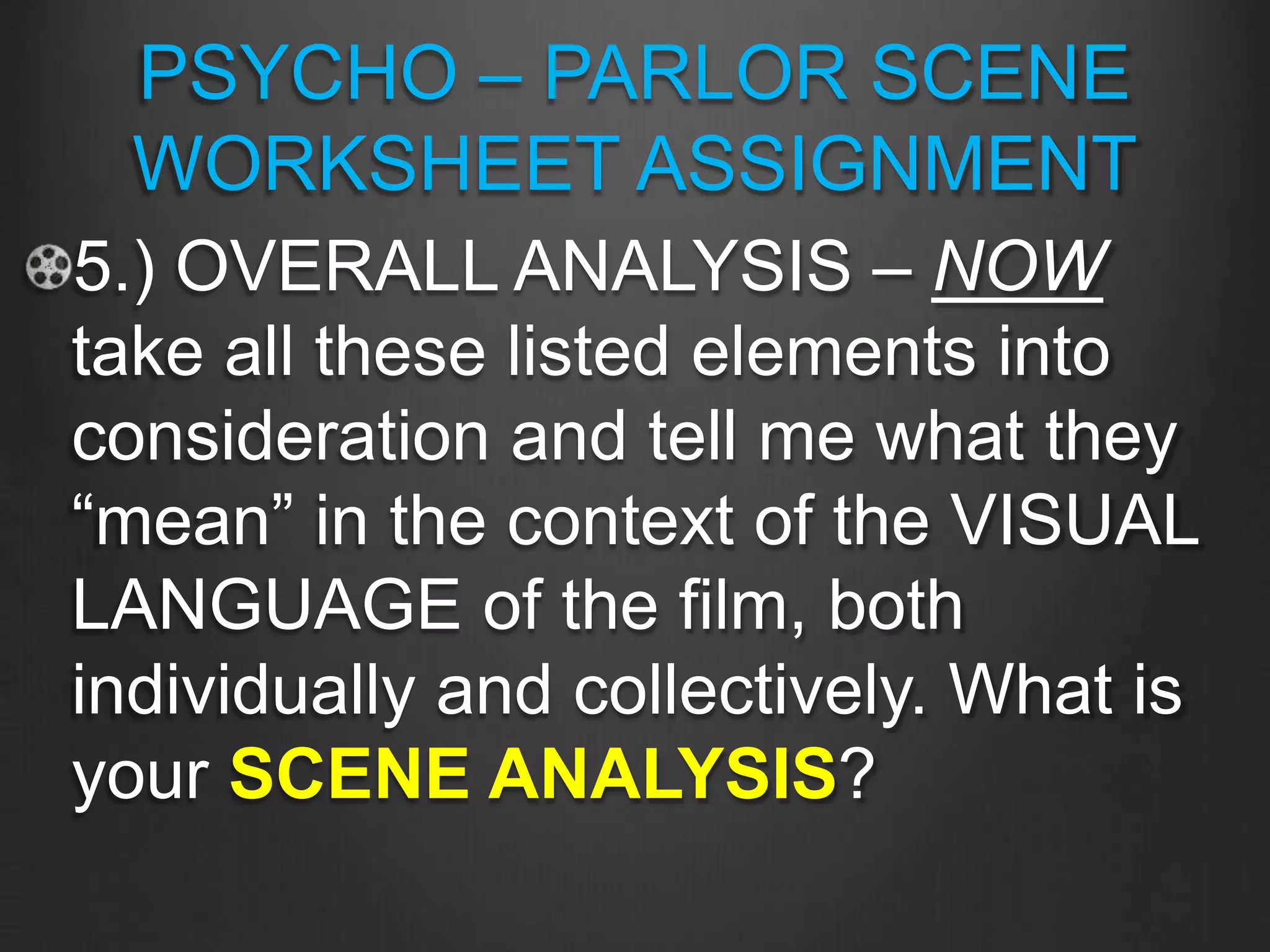 WCC FILM 100 psycho parlor scene worksheet LUTHER | PPTX