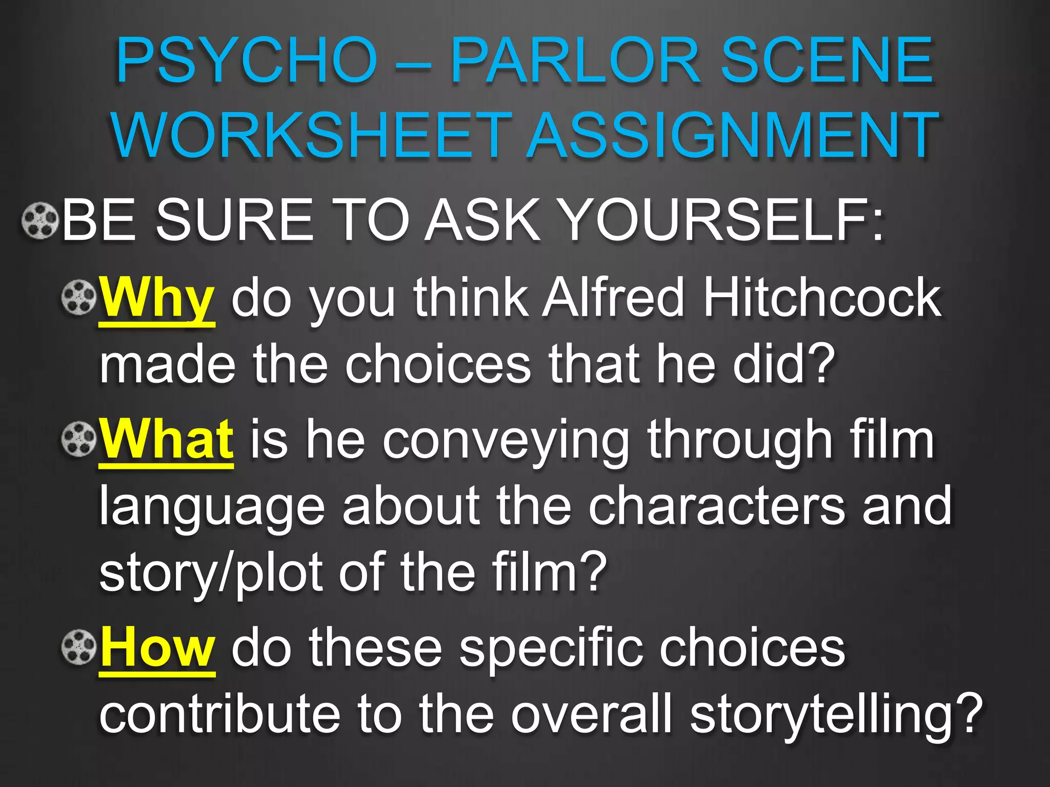 WCC FILM 100 psycho parlor scene worksheet LUTHER | PPTX