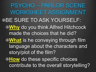 WCC FILM 100 psycho parlor scene worksheet LUTHER | PPTX