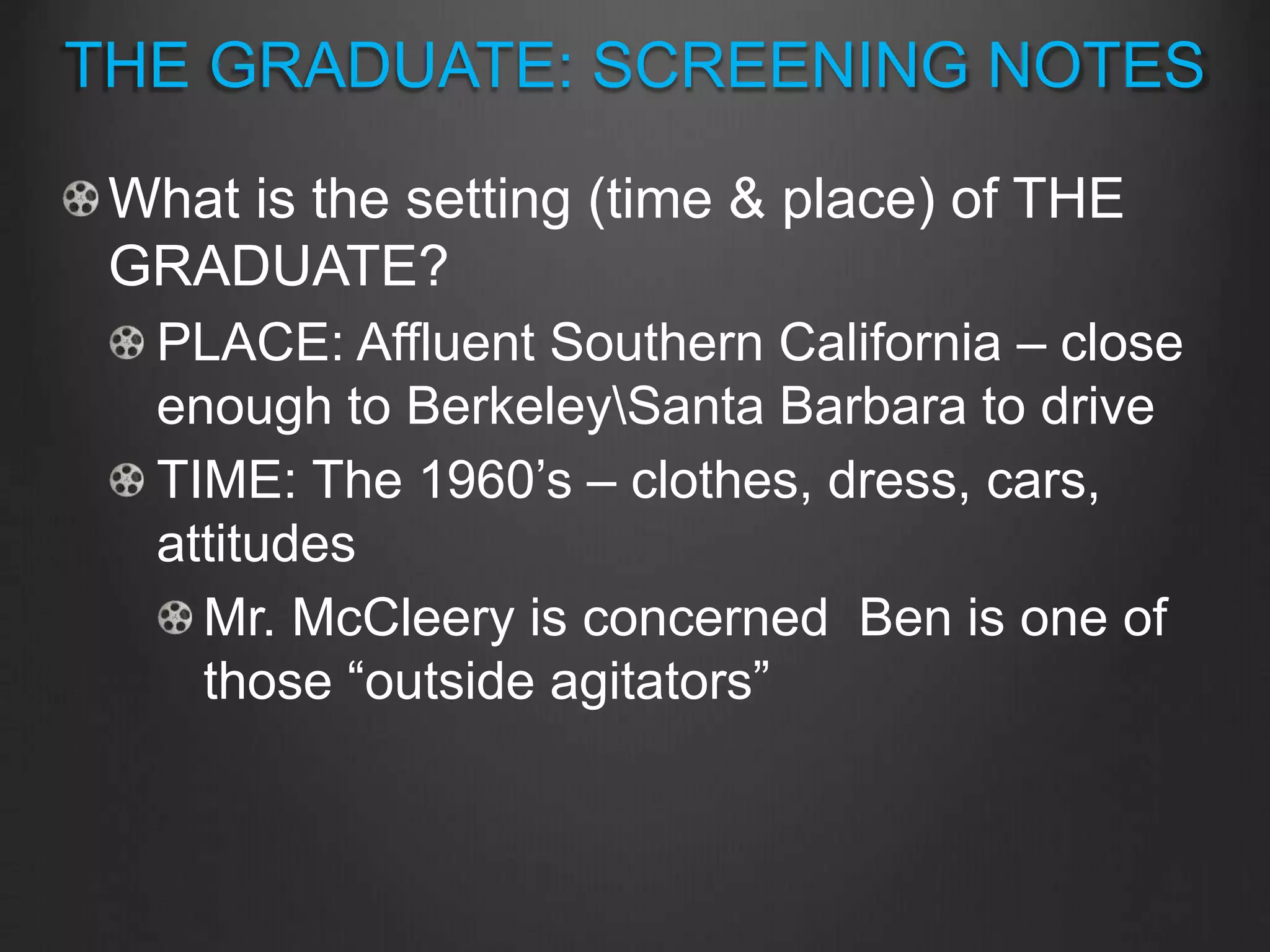 WCC Film 100 the graduate screening notes powerpoint LUTHER | PPT