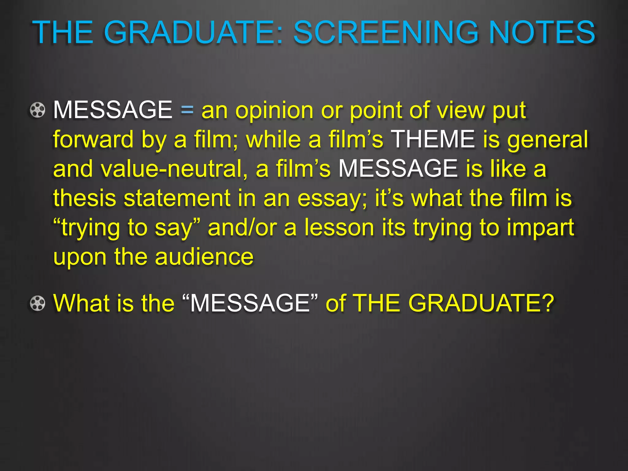 WCC Film 100 the graduate screening notes powerpoint LUTHER | PPT