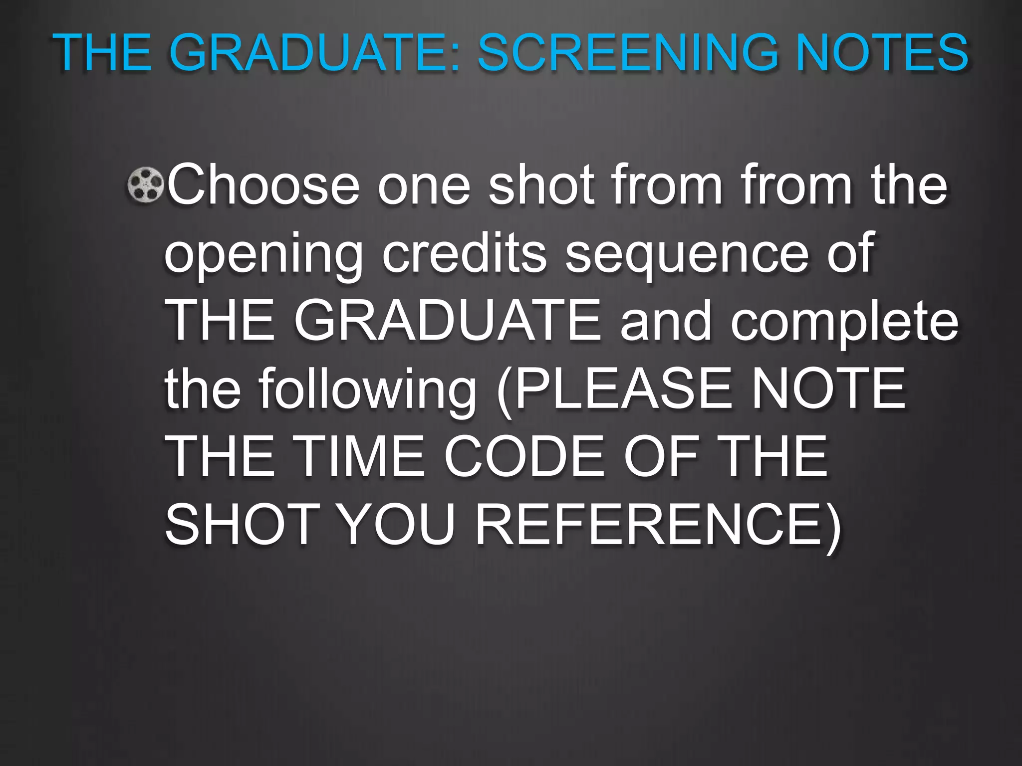 WCC Film 100 the graduate screening notes powerpoint LUTHER | PPT