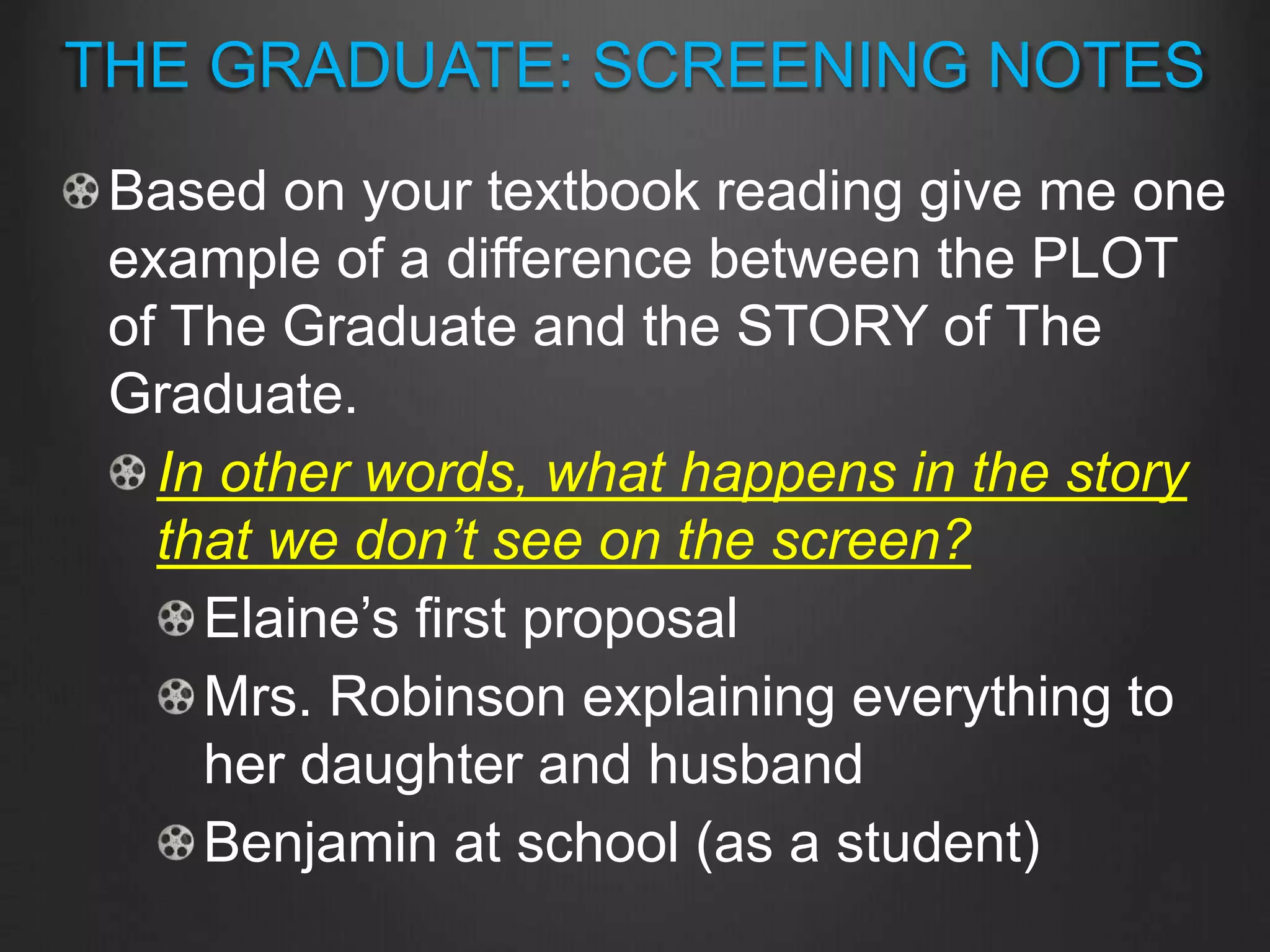 WCC Film 100 the graduate screening notes powerpoint LUTHER | PPT