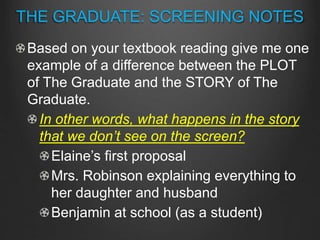WCC Film 100 the graduate screening notes powerpoint LUTHER | PPT