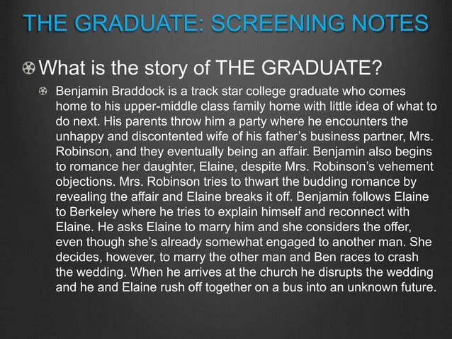 FILM 100 THE GRADUATE Screening Notes | PPT