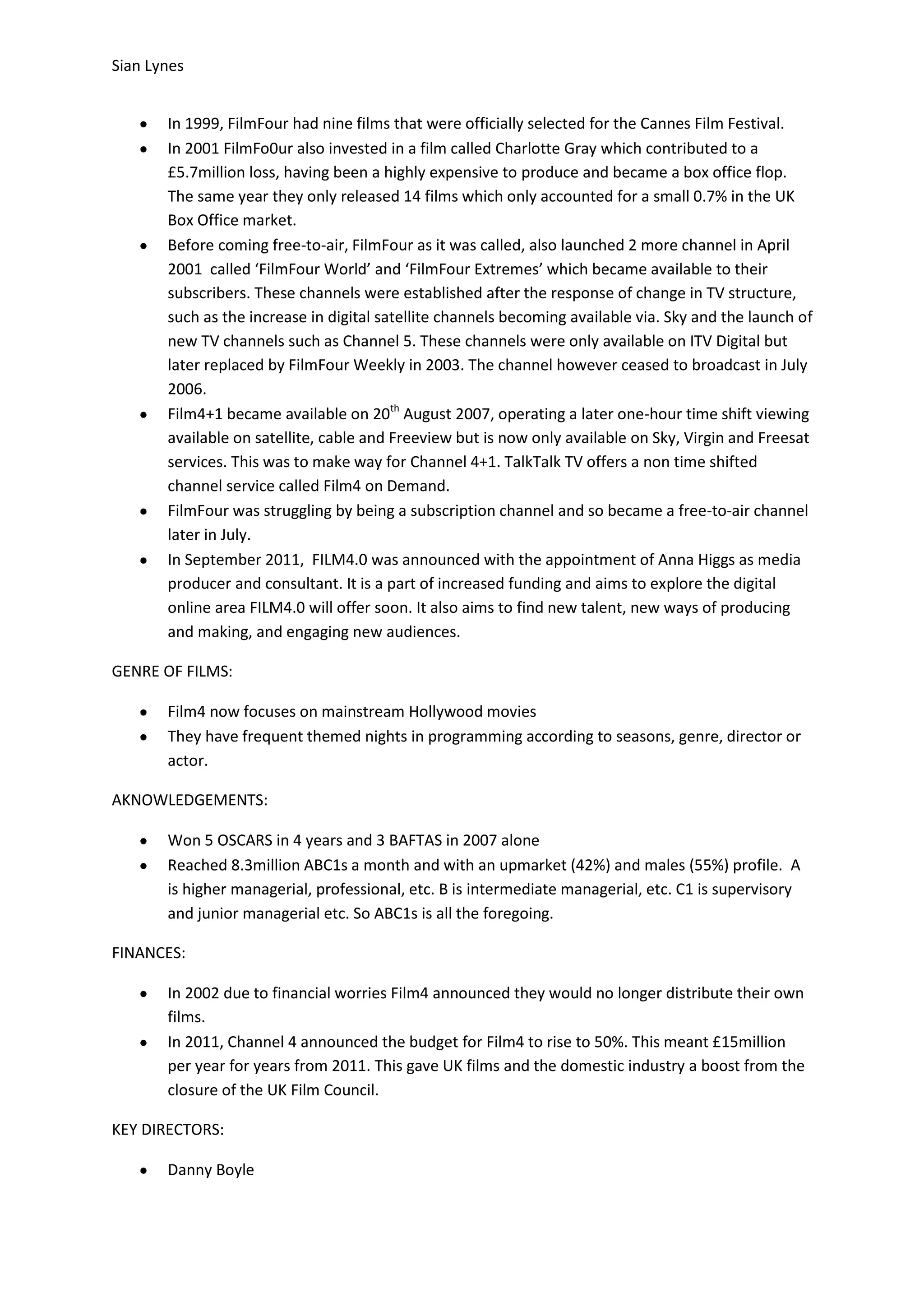 Film4 factfile | DOCX