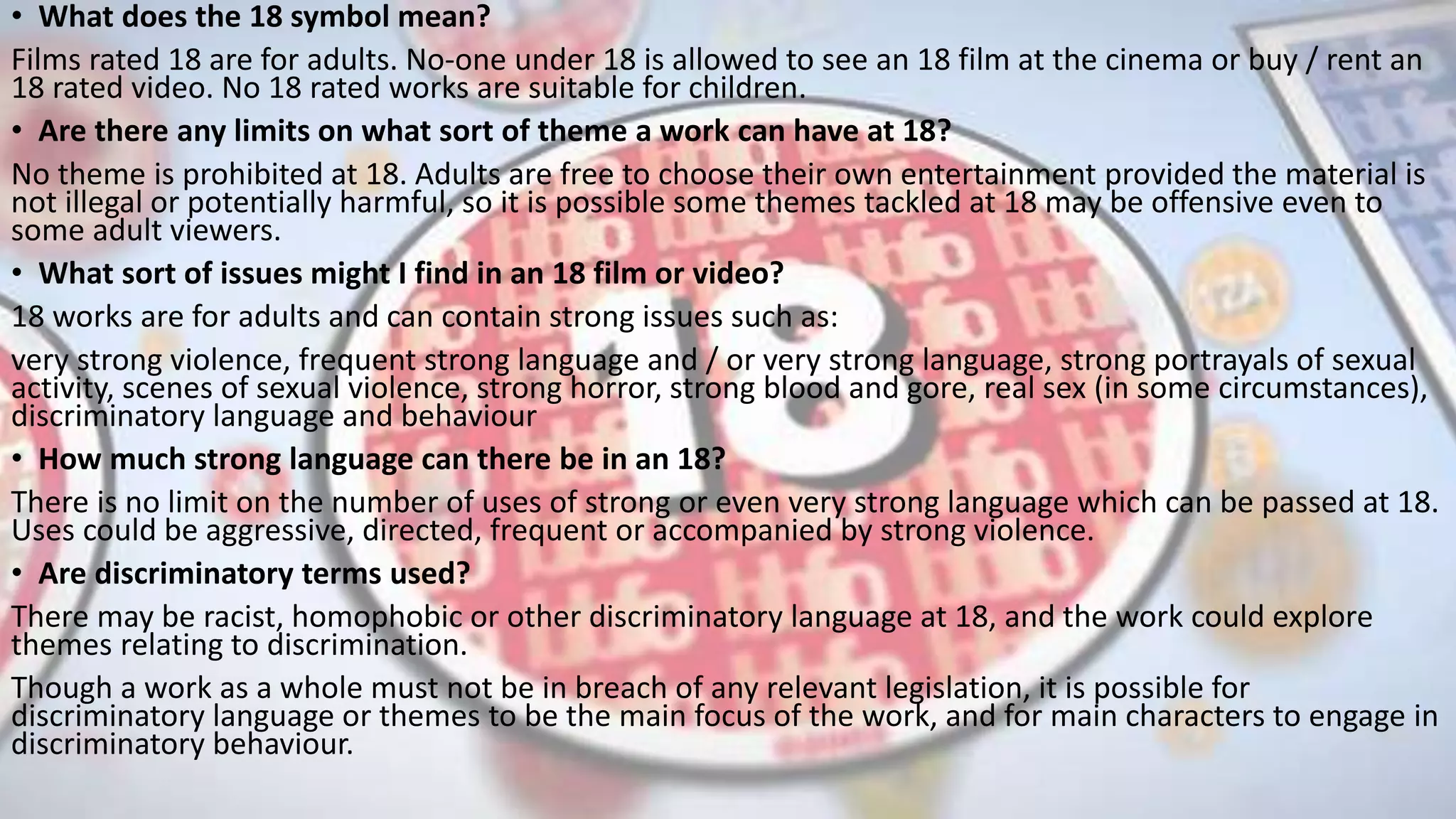 Film age ratings | PPTX