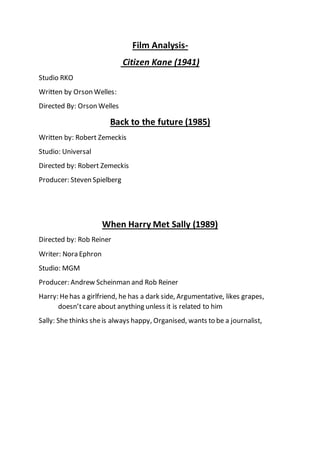 Film analysis | DOCX | Screenwriting | Content Production